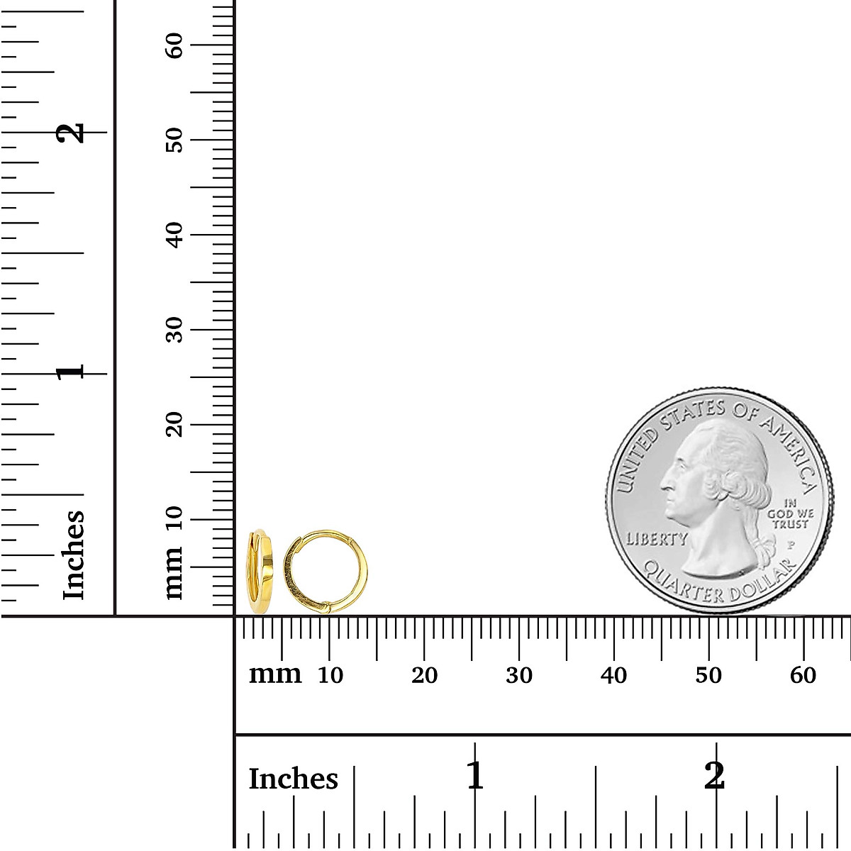 14K Yellow Solid Gold High Polished 1.20mm Thick Plain Small Huggie Earrings | Plain Small Huggie Earrings | 1.20x9mm | Huggie Earrings | Solid Gold Stud Earrings for Women and Teens