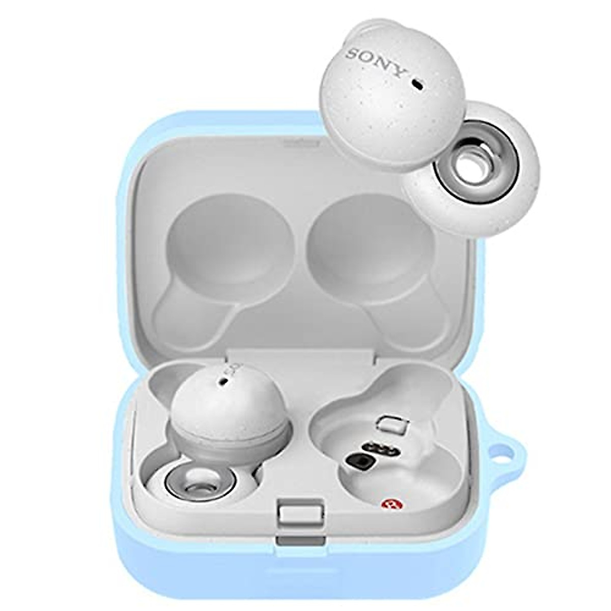 2 Pack DAYJOY Soft Silicone Protective Case Cover Compatible with Sony LinkBuds WF-L900 Earphone, Protective Skin Sleeve with Key Chain (Light Blue+Light Green)