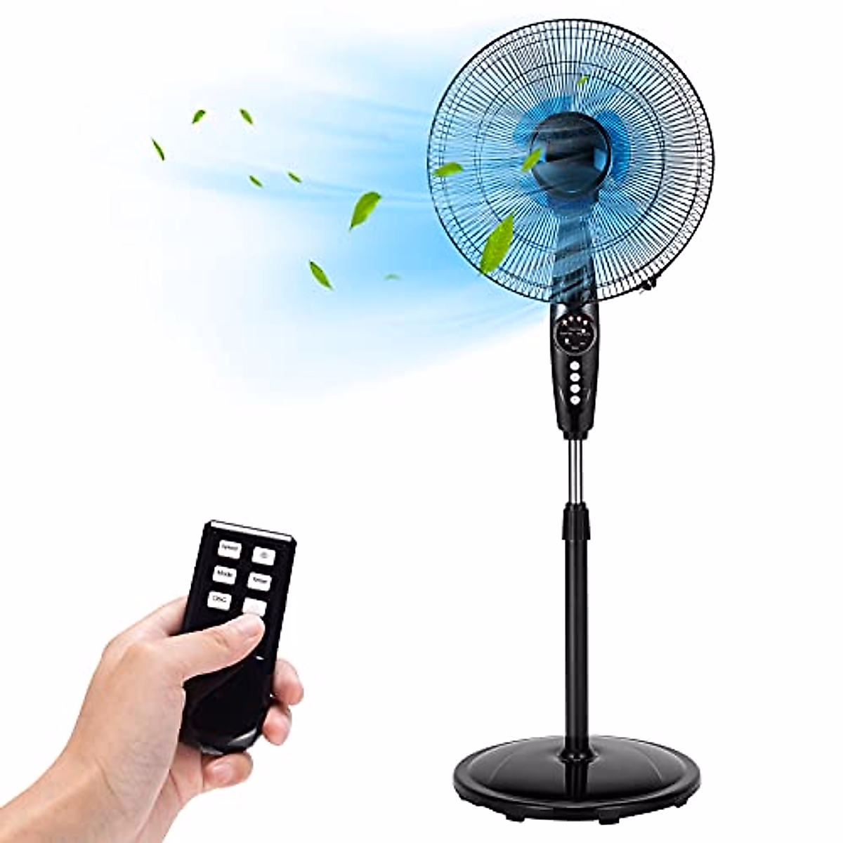 Tangkula Pedestal Fan, Oscillating Standing Fan with Remote Control & 3 Speeds, Free Stand Fan with Adjustable Height, LCD Display, Timer & Double Blades, Ideal for Bedroom, Home, Office