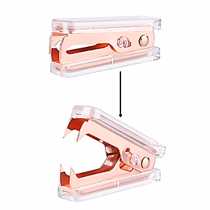 ALSISK Desk Accessory Kit,Acrylic Stapler Set, Tape Dispenser, Staple Remover with 1000pcs 26/6 Staples -Rose Gold