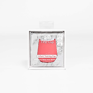 ezpz Tiny Cup 3-Pack (Blue, Coral & Gray) - 100% Silicone Training Cup for Infants - Designed by a Pediatric Feeding Specialist - 4 months+ - Baby-led Weaning Gear & Baby Gift