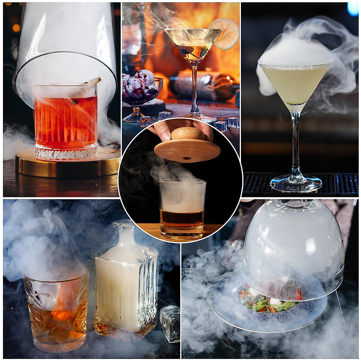 Moskiboly Cocktail Smoker Kit Old Fashioned, Whiskey Smoker Kit with Torch, Bourbon Smoker Infuser Kit with 6 Flavors of Wood Chips, Christmas Birthday for Men, Father(with lid)