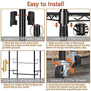 Soywey Heavy Duty Wire Garment Rack, Clothing Rack Clothes Rack for Hanging Clothes Metal Free Standing Clothes Rack Wire Metal Clothing Rack Closet（Black）