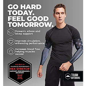 Tough Outdoors Sports Compression Arm Sleeves for Men & Women - Youth, Kids Basketball Shooting Sleeves - Football, Baseball