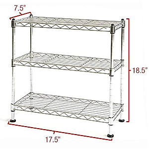 Seville Classics Compact Mini Desktop Metal Steel Wire Shelf Organizer Unit Shelving for Cabinets, Bath, Kitchen, Countertop, 3-Tier, 17. 5" W x 7. 5" D, UltraZinc