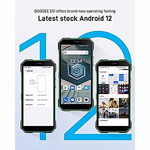 DOOGEE Rugged Smartphone 2023, S51 NFC Android 12 Rugged Phones, 4GB+64GB SD 512GB, 5180mAh Battery, Dual SIM 4G, 6.0" IPS HD Rugged Phones Unlocked, IP68 Waterproof, GPS Outdoor Rugged Android Phone