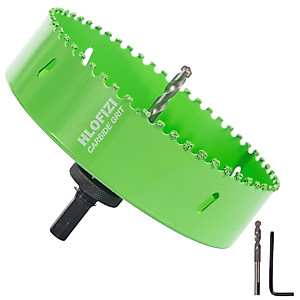 HLOFIZI 6-1/8 Inch Carbide Grit Hole Saw for 6 Inch Recessed Lights, Cutting Through Stucco, Ceiling Old Plaster, Drywall, Cement Board with 1-1/2" Depth, Up to 3X Longer Life