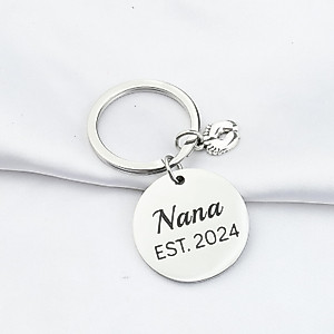 BNQL New Nana Gifts Nana Est 2024 keychain Nana To Be Gifts Nana Again Gifts Nana Jewelry Announcement Gifts (Nana est 2024 keychain)