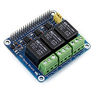 waveshare RPi Relay Board Raspberry Pi Expansion Board, Three Channel (3-CH) Power Relay Module for Raspberry Pi 4B/3B+/3B/2B/A+/B+, Loads up to 5A 250V AC or 5A 30V DC