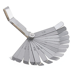 OriGlam Offset Feeler Gauge Set with 16 Blades, Standard Metric Offset Valve Feeler Gauge for Measuring Gap Width/Thickness 0.05mm - 1.0mm