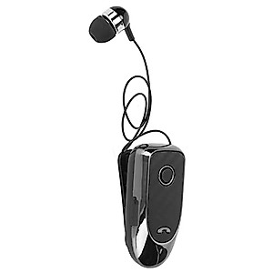 Bluetooth Headset, Retractable Business Lavalier Earphone, Multifunction Vibrating Caller ID Clip Wireless Sports Earphones for Sports Workout Driving