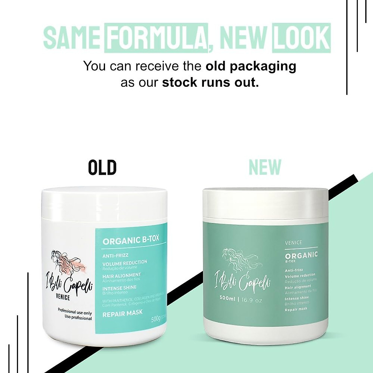 I Belli Capelli Venice B-tox Organic Kit - Organic Treatment 500g/17.60 oz + Deep Cleansing Shampoo 300ml/10.1 fl.oz