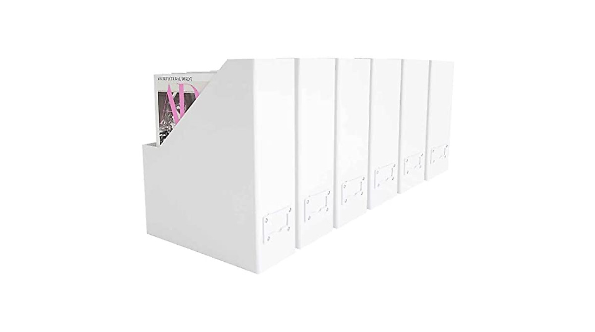 BLU MONACO White Magazine File Holders Set of 6 - Space-Saving Organizers