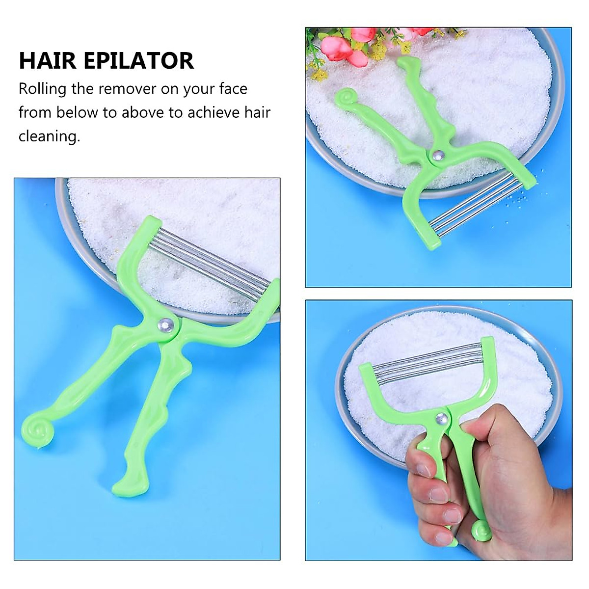 2Pcs Manual Facial Hair Removers Women Face Threaders Epilators Upper Lip Chin Cheeks Neck Portable Beauty Tools for Women (Green)