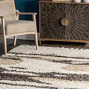 nuLOOM Elliot Soft Abstract Shag Tassel Plush Area Rug, 8x10, Beige