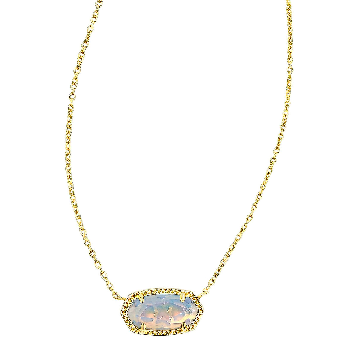 Kendra Scott Elisa Birthstone Necklace - Necklace for Women - Lobster-claw Closure - Rose Gold Plated Brass Gold Iridescent Opalite One Size One Size