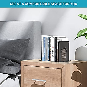 MaxGear Book Ends Heavy Duty Bookends, Universal Book Holder, Bookends for Shelves, Metal Bookend, Non-Skid Book End, Book Stopper for Books/Movies/CDs, 6.5 x 5 x 5.75, Black (3 Pairs/6 Pcs, Large)