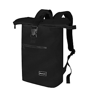 ROTOT Roll Top Travel Backpack, 22L High Volume Laptop Bag Carry on Accessories Essentials (Black)