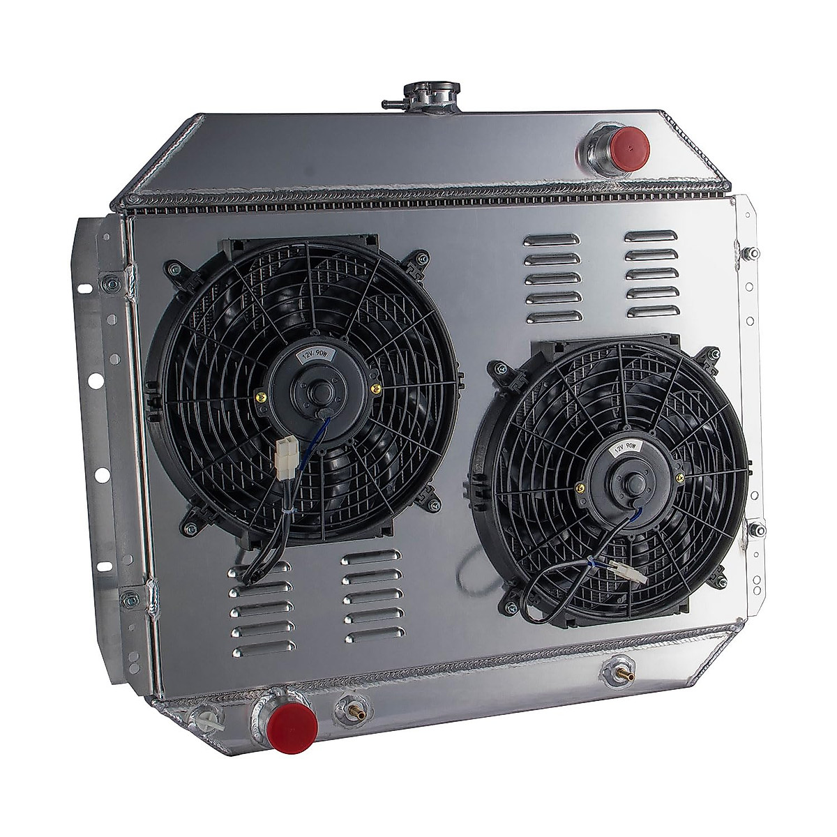 HonorPower 3 Row Core Aluminum Radiator for 1966-1979 Ford Bronco F100 F150 F250 F350 F500 Pickup Truck L6 V8 Engines All AA5052 Aluminum Radiador + 2 X 12 Fan W/Shroud & Relay