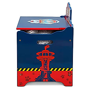 Delta Children PAW Patrol 4-Piece Playroom Set Includes Table with 2 Chairs and Deluxe Toy Box, Blue