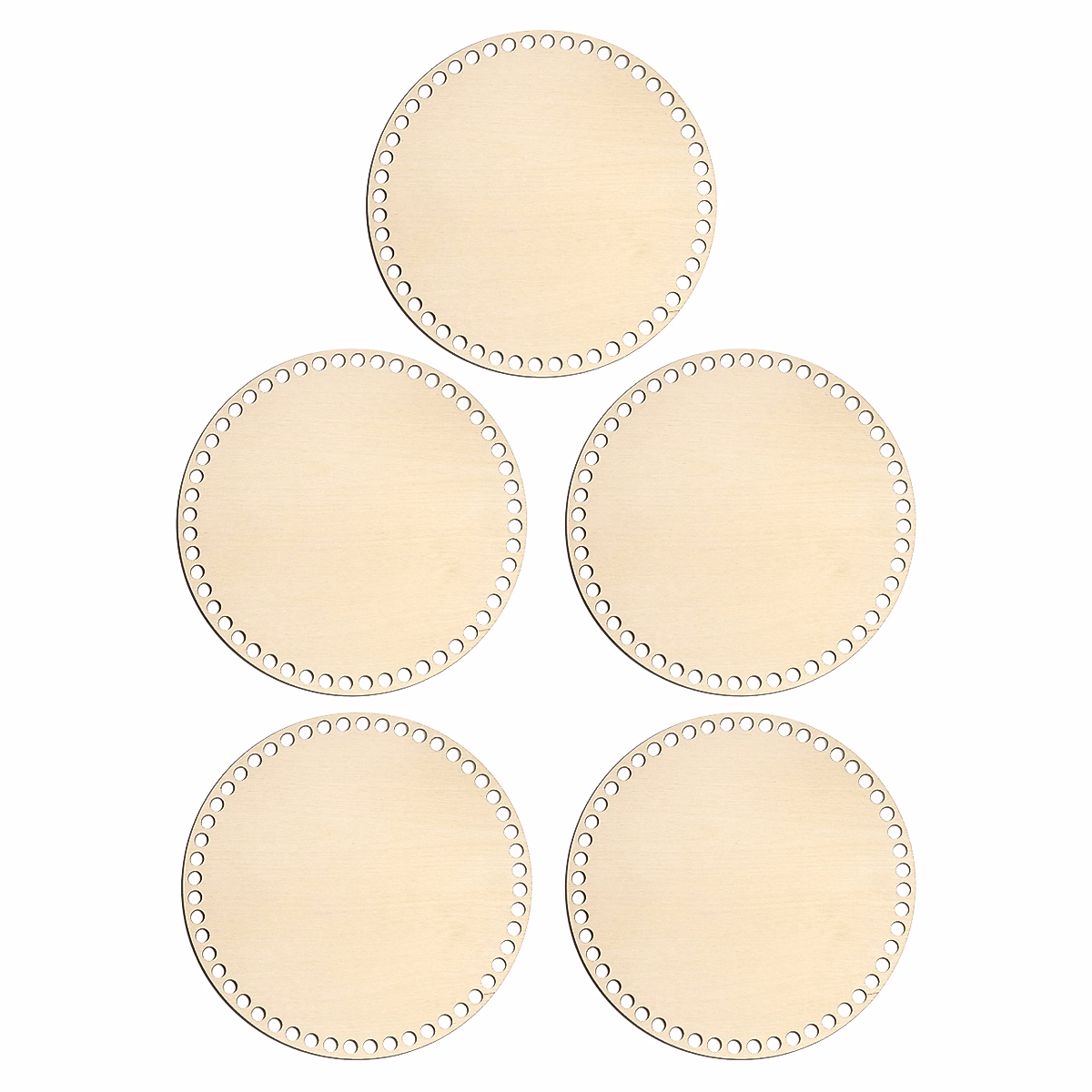 Premium Baltic birch plywood 8" Round x 5 pcs Wooden Basket Bottoms set, solid wooden base for DIY