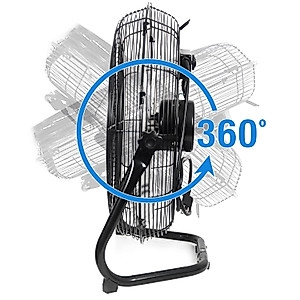 KEN BROWN 14 Inch High Velocity Floor Fan 3-Speed 360° Adjustable Tilting Powerful Airflow for Home,Residential Use, Black