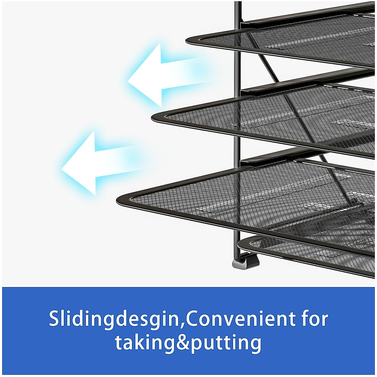 Simple Trending 4-Trays Mesh Office Supplies Desk Organizer, Desktop Hanging File Holder with Drawer Organizer and Vertical Upright Section for Office Home, Black