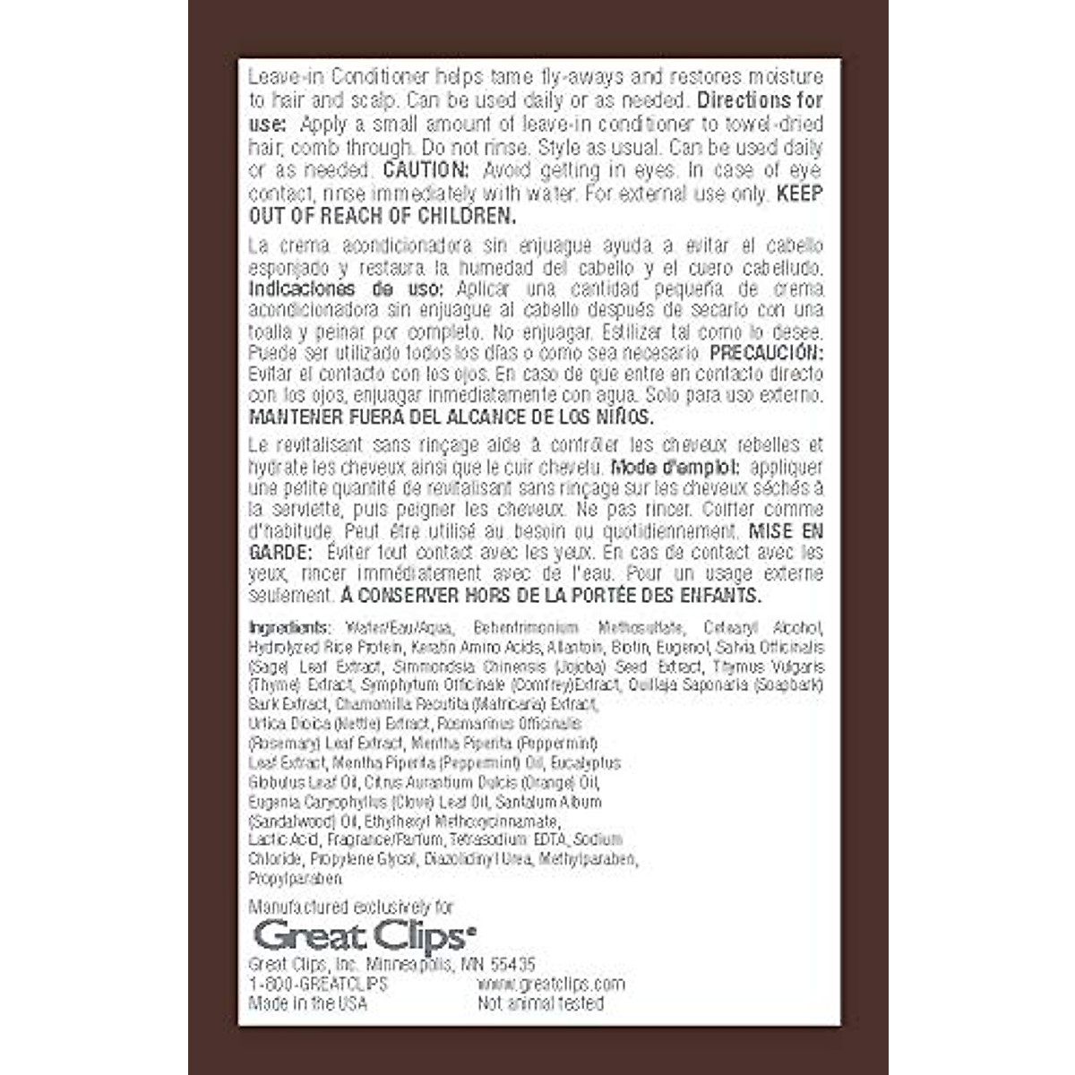 GREAT CLIPS Solutions Men's Leave-In Conditioner, 12oz | Natural Extracts Moisturize Hair & Scalp | Relieves Scalp Irritations & Itching