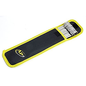 AP Plus Metal Kabob Skewers 12 Inch Long Stainless Steel Shish Grilling Sticks Wide Reusable Set for Meat Shrimp Chicken Vegetable, 12 Pack with Velcro Case