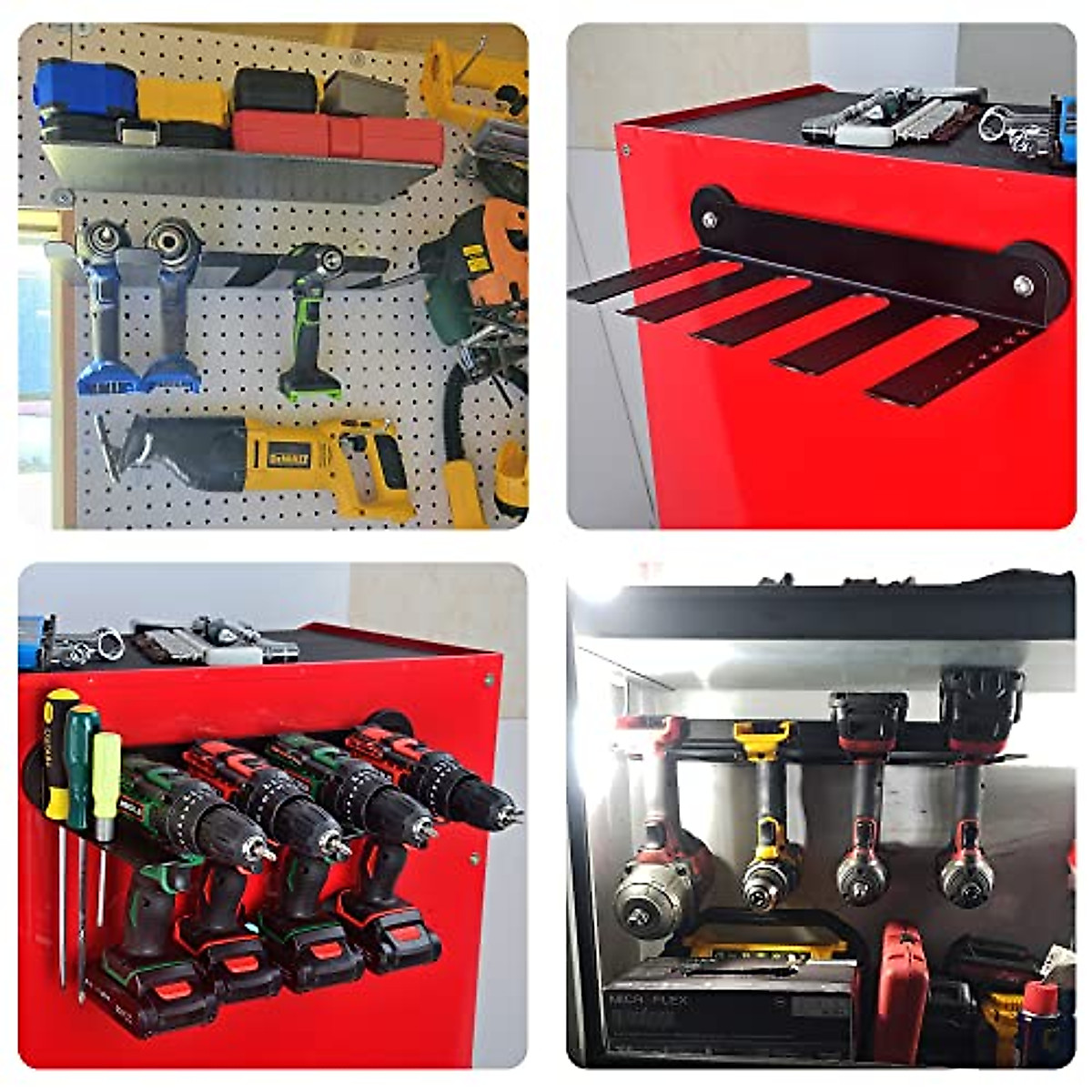 MUTUACTOR Power Drill Drivers Tool Holder,Magnetic Tool Holders,Garage Tool Storage Rack,Heavy Duty Floating Tool Shelf & Organizer,Stainless Steel Storage Organizer Holder,Perfect for Father’s Gift