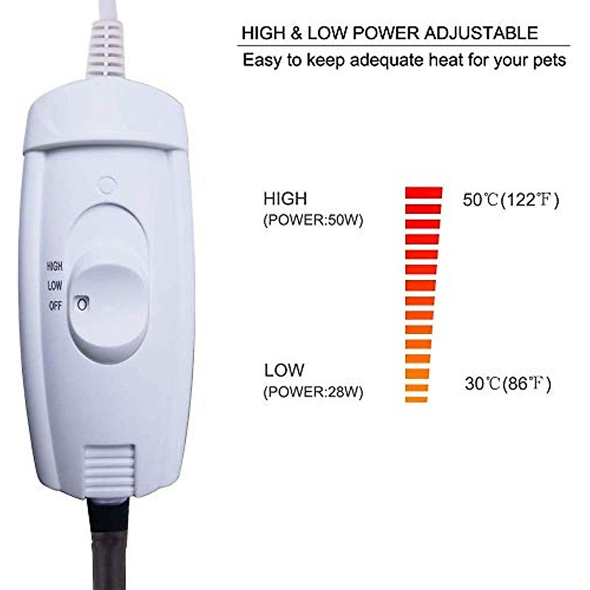 Pet Heating Pad Electric Dog Heating Pad for Large Dog,Heated Cat Bed Mat with Chew Resistant Cord Indoor Dog Warming Bed Pad Pet Heated Bed