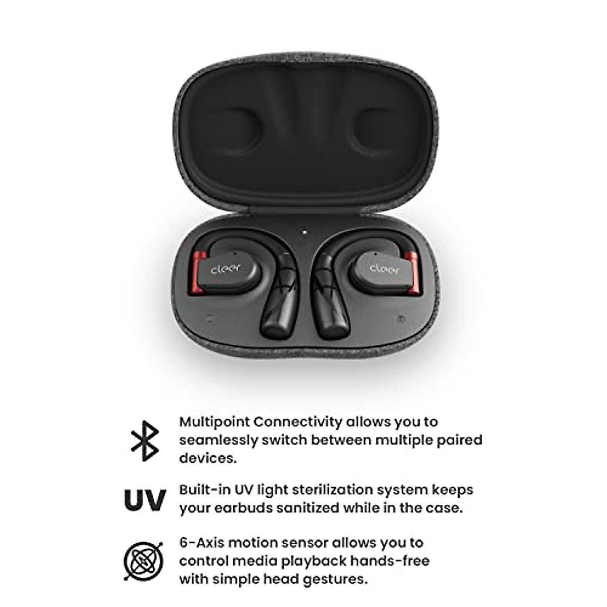 Cleer Audio ARC II Sport Bluetooth 5.3, Open Ear Headphones for Android & iPhone, Wireless Earbuds, 35hr Battery Life, IPX5 Water Resistant, Dual 16.3mm Drivers with Multipoint Connectivity Black