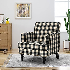 Christopher Knight Home Evete Tufted Fabric Club Chair, Black Checkerboard