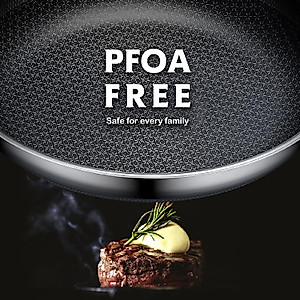 LIGTSPCE Non Stick Frying Pans, 12 inch Hybrid Frying Pans Nonstick,non stick Stainless Steel Skillets, Dishwasher/Oven Safe Cookware, Induction Compatible, PFOA Free Cookware
