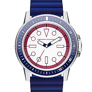 A|X ARMANI EXCHANGE Men's Stainless Steel Quartz Watch with Silicone Strap, Multicolor, 22 (Model: AX1859)