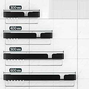 FVRTFT Storage Shelf Self Adhesive Shower Storage with Towel Rack Shower Organiser No Drilling Wall Mounted Space Aluminum for bathroom and toilet-black_40cm