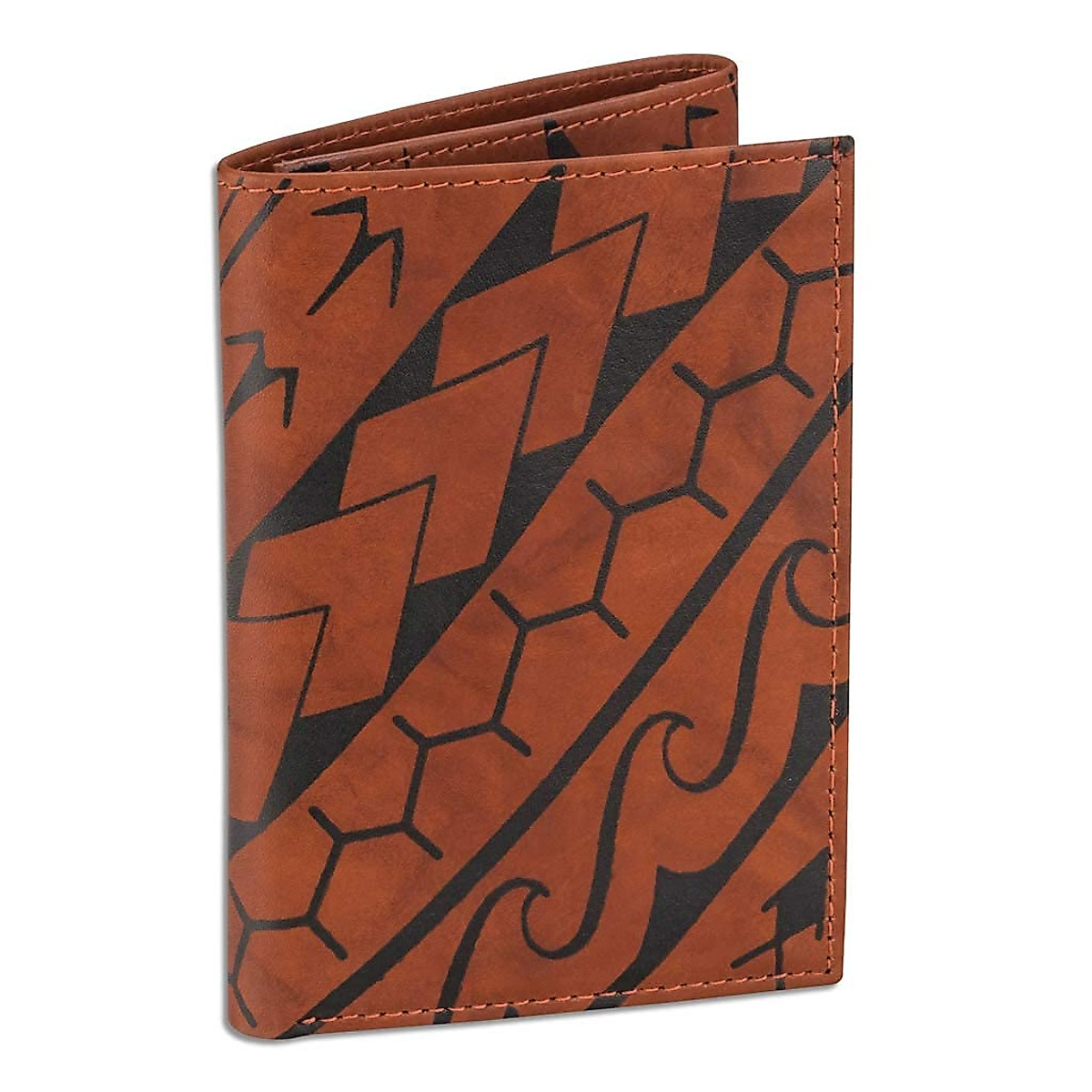 Polynesian Tattoo Trifold Wallet, Genuine Leather, "Manu" Tattoo art by Eugene Ta’ase (Antique Bourbon) from NAKOA