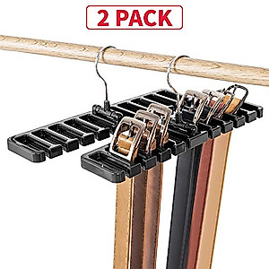 2 PCS Belts Rack, Storage Organizer, Hanger, Holder - Closet tie Racks Hangers Sturdy for Men Women, Black
