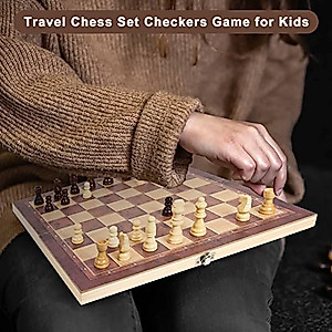 Wooden Chess Set, Chess Sets for Adults Chess Board Set Checkers Board Game - Chess Set for Kids Board Games Travel Chess Set Checkers Game for Kids Chess Sets for Kids