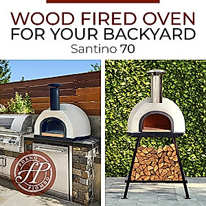 Forno Piombo Santino 70 Outdoor Pizza Oven– With Stand & Shelf | 28 inch Wood Fired Oven For Backyard | Insulated, Refractory Dome Home Pizza Ovens | Versatile Pizza Cooker, Grill, Smoker, & Baking