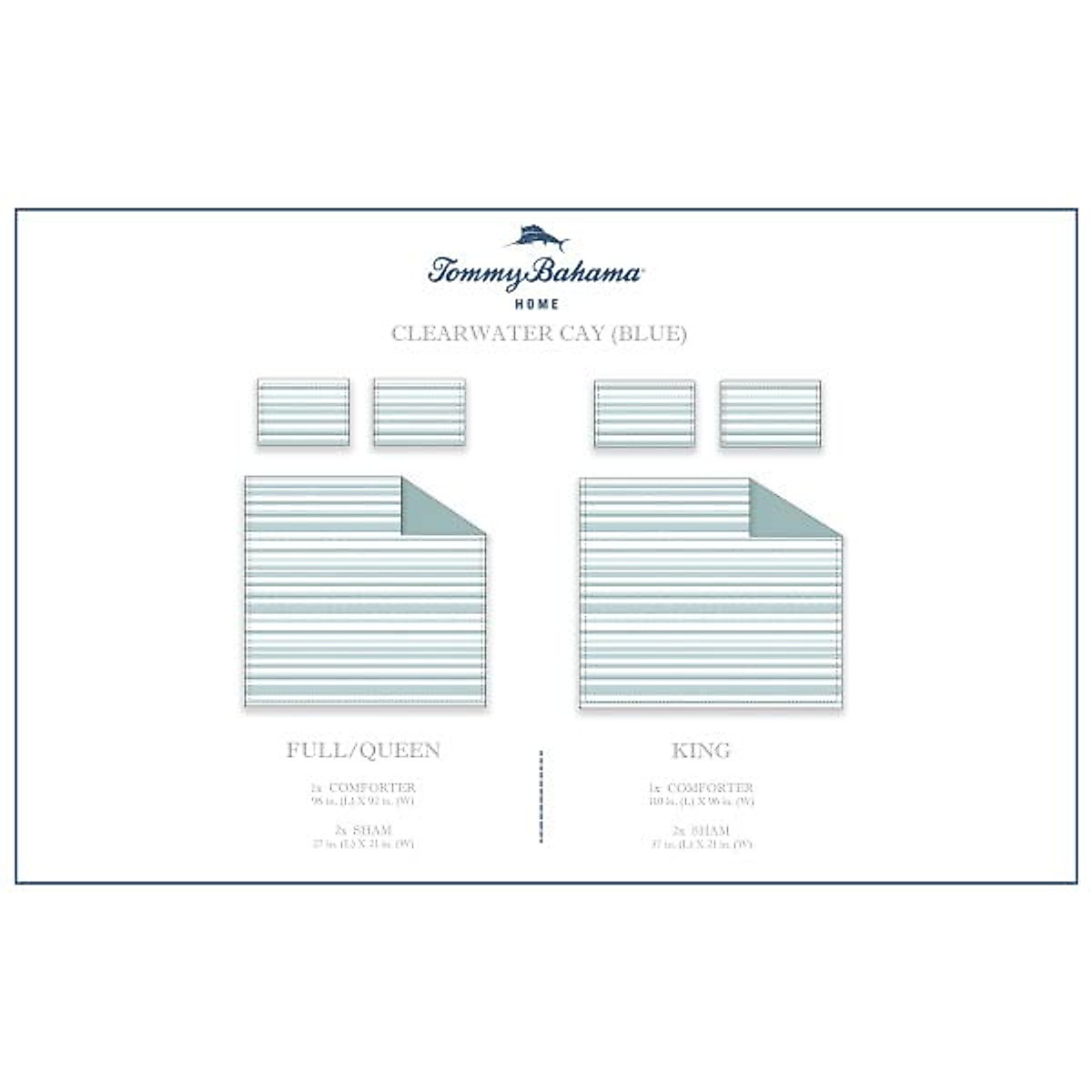 Tommy Bahama - King Comforter Set, Cotton Reversible Bedding with Matching Shams, Home Decor for All Seasons (Clearwater Cay Blue, King)