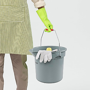 Jekiyo 4 Pack 14 Quart Commercial Cleaning Bucket with Handle, Gray, Plastic Round Utility Pail