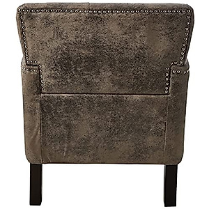 GDFStudio Medford Brown Tufted Club Chair, Fabric Accent Chair with Studded Nailhead Accents