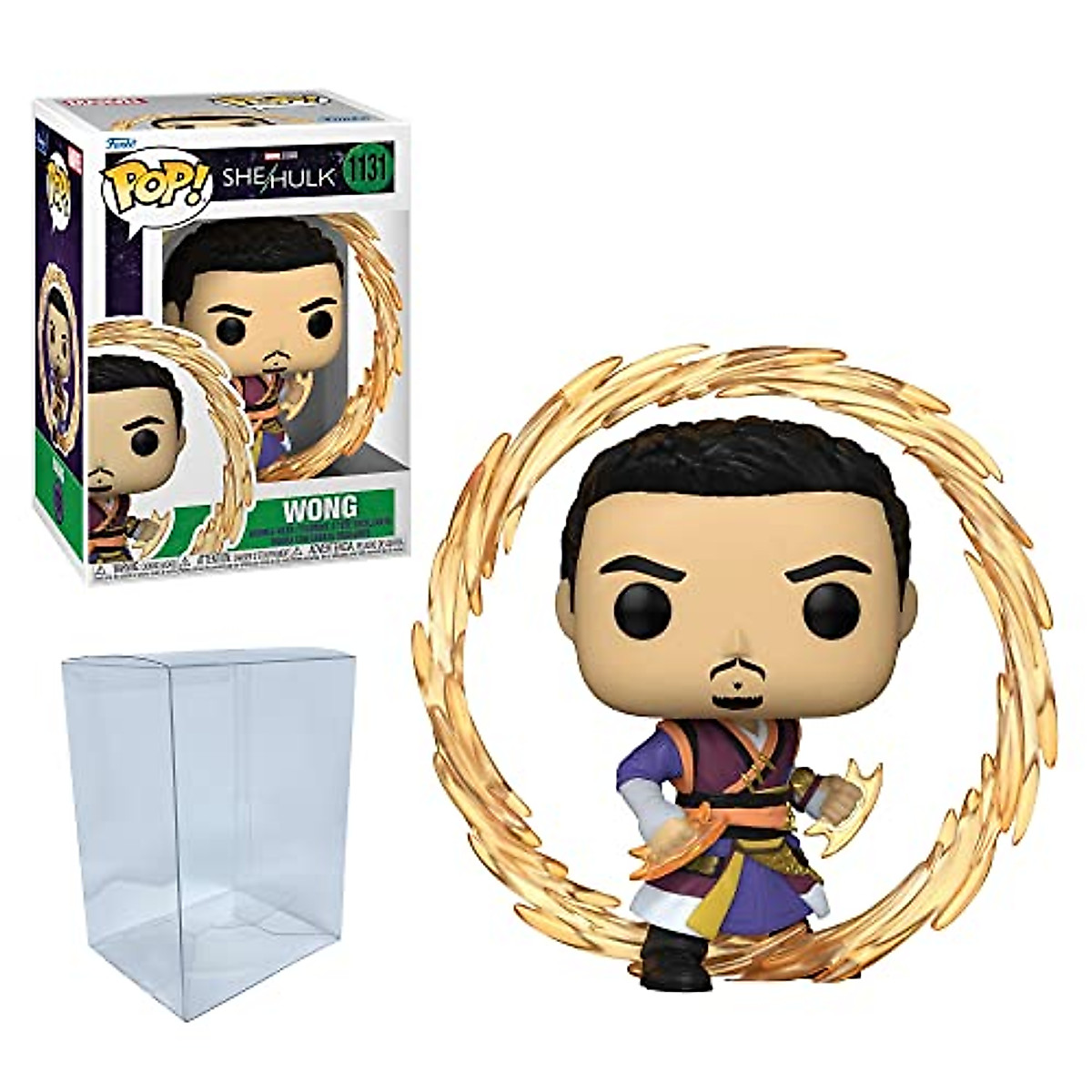 She-Hulk - Wong #1131 Funko Pop with Protector Bundle - Includes TV: Marvel: She-Hulk - Wong #1131 Vinyl Figure with Blue Salamander Emporium Plastic Protector Case