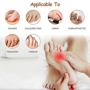 Jianlida Bunion Relief Sleeve - Toe Splint and Pinky Toe Separator for Men and Women - Toe Spacer Socks - Elastic Cushions with Silicone Pads for Comfort and Protection All-Day Wear (Size: L)