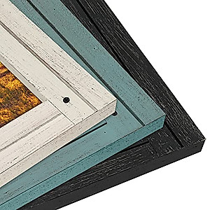 Americanflat 8x10 Picture Frame in Turquoise Blue - Rustic Picture Frame with Textured Engineered Wood, Shatter Resistant Glass, and Easel - Horizontal and Vertical Formats For Wall and Tabletop