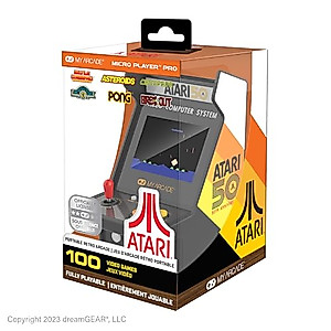 My Arcade Atari Micro Player Pro: 100 Arcade Classics Games, 6.75" Portable Mini Arcade Machine, Playable Video Game Collectible