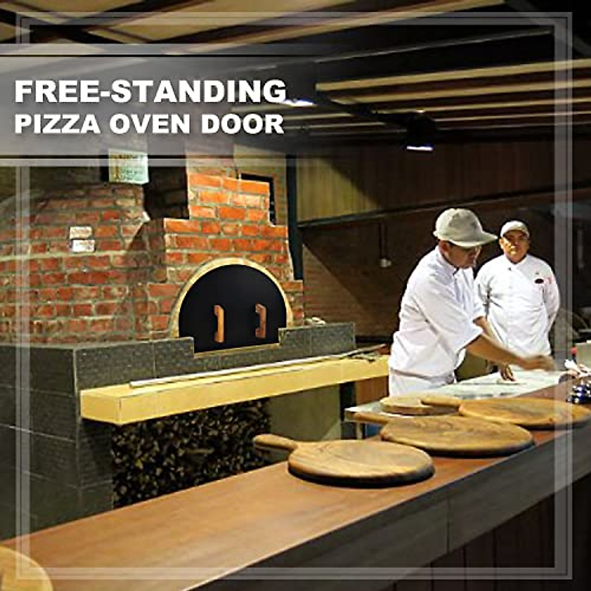 Simond Store Pizza Oven Door 19.25” X 27” Stainless Steel 304 Heavy-Duty Oven Door with Wooden Handle for Indoor & Outdoor Pizza Oven, Outdoor Pizza Oven Kit