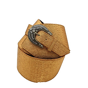 Trendy Fashion Jewelry TFJ Women Wide Western Belt Hip High Waist Faux Leather Dressy M L Metallic Gold