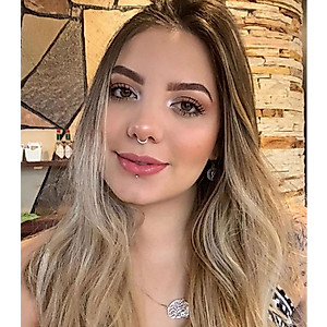 Jstyle 6Pcs Septum Rings 16G 18G Surgical Steel Nose Rings Hoop for Women Cartilage Hoop Earring Clicker Septum Jewelry Opal Hinged Nose Ring Lip Helix Daith Rook Tragus Nose Piercing Jewelry 18G 10mm